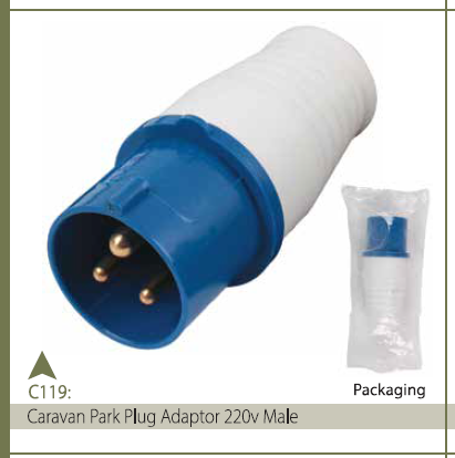 CARAVAN PARK PLUG ADAPTOR 220V MALE – FAB AUTO PARTS