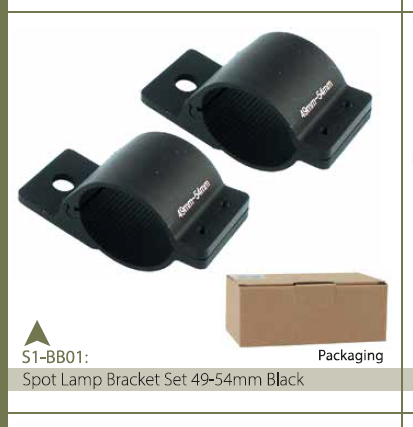 SPOT L/BRACKET SET 49-54MM BLACK – FAB AUTO PARTS
